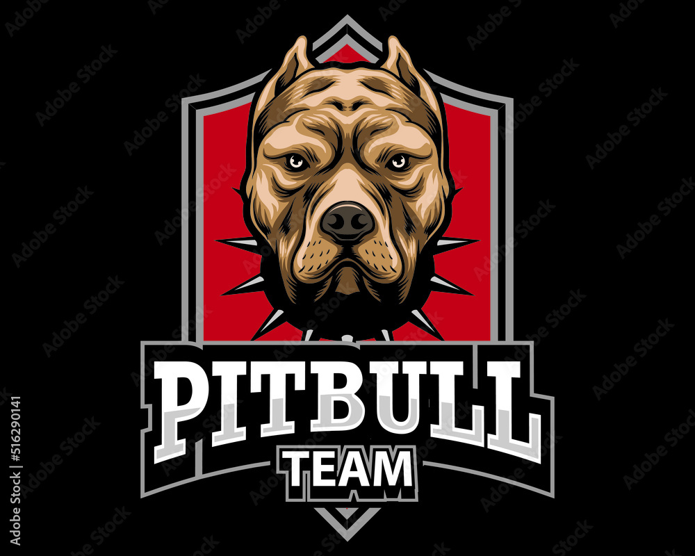 Vetor de pitbull team emblem style logo vector do Stock | Adobe Stock