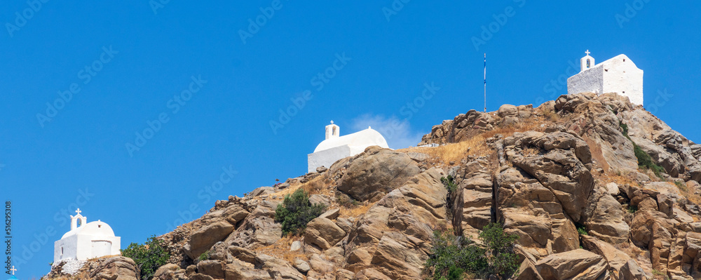 Ios Greece.06-06-2022. Traditional Orthodox church at Ios village ...