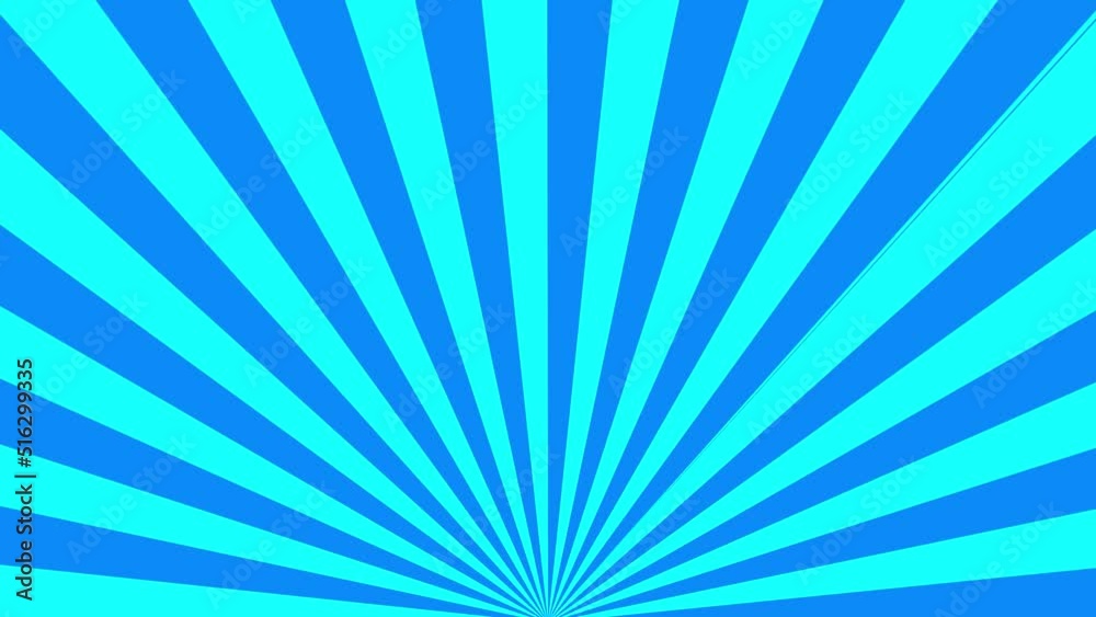 Animated abstract light blue comic radial ray background. Retro ...