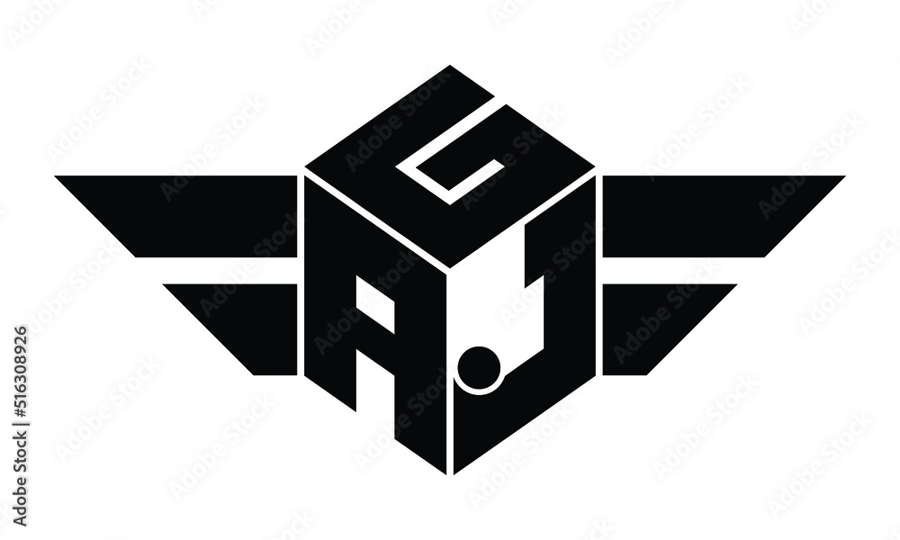 GAJ three letter gaming logo in polygon cube shape logo design vector ...