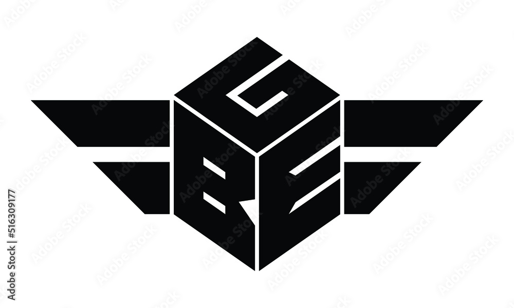 GBE three letter gaming logo in polygon cube shape logo design vector ...