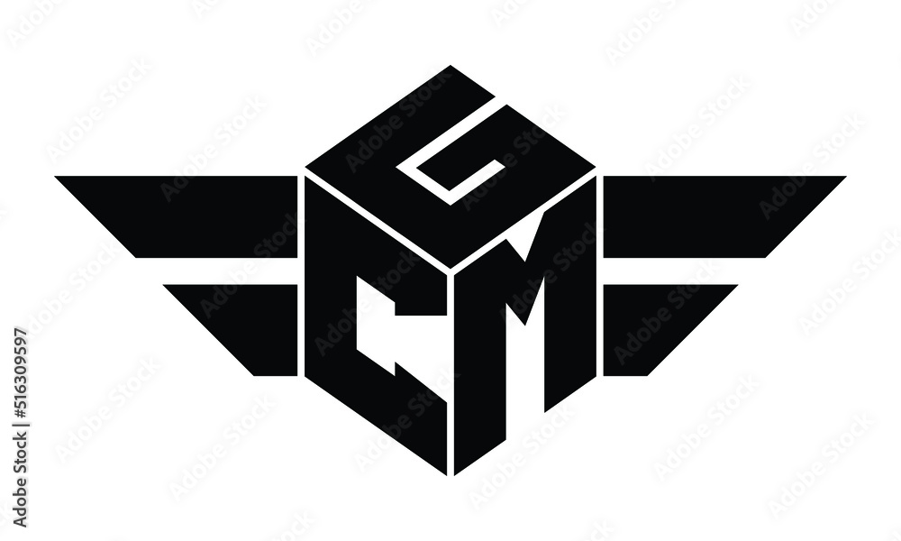 GCM three letter gaming logo in polygon cube shape logo design vector ...