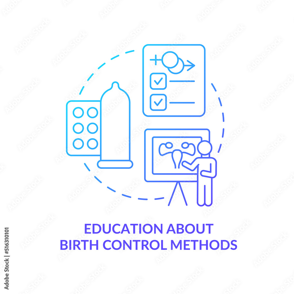 Education about birth control methods blue gradient concept icon ...
