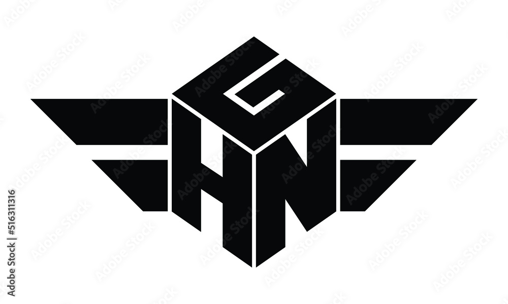 GHN three letter gaming logo in polygon cube shape logo design vector template. wordmark logo ...