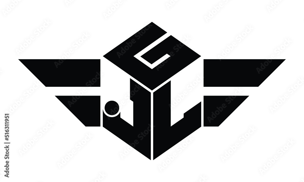 GJL three letter gaming logo in polygon cube shape logo design vector ...