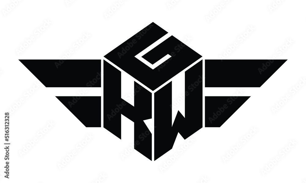 GKW three letter gaming logo in polygon cube shape logo design vector ...