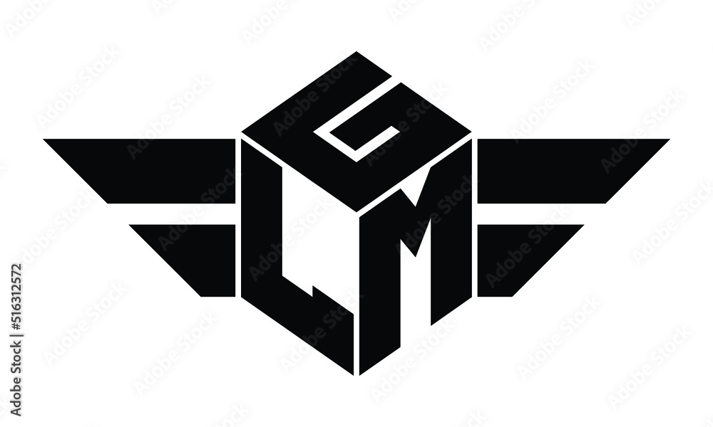 GLM three letter gaming logo in polygon cube shape logo design vector ...