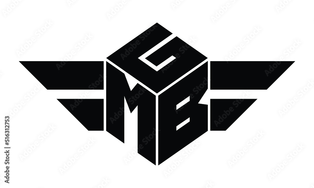 GMB three letter gaming logo in polygon cube shape logo design vector ...