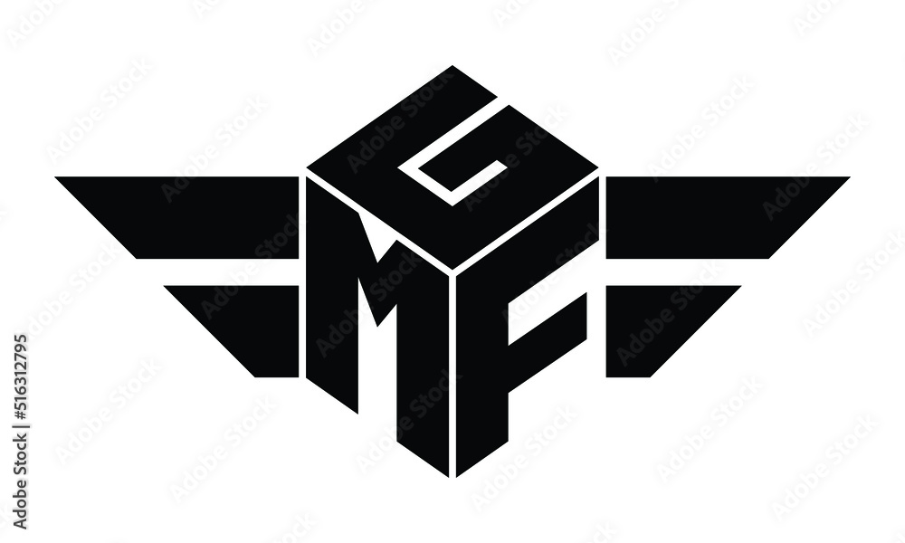 GMF three letter gaming logo in polygon cube shape logo design vector ...