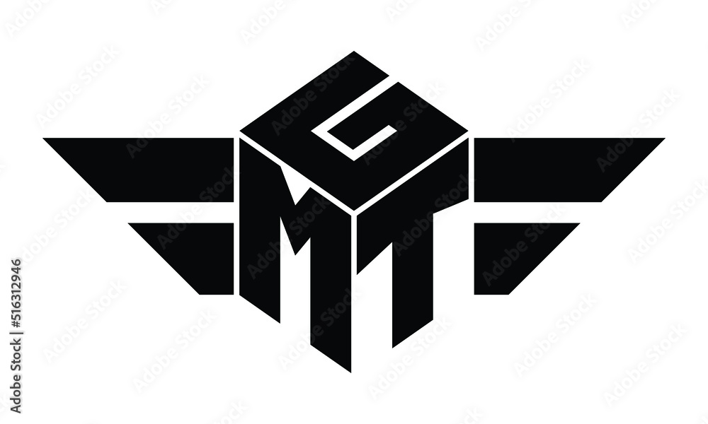 GMT three letter gaming logo in polygon cube shape logo design vector ...