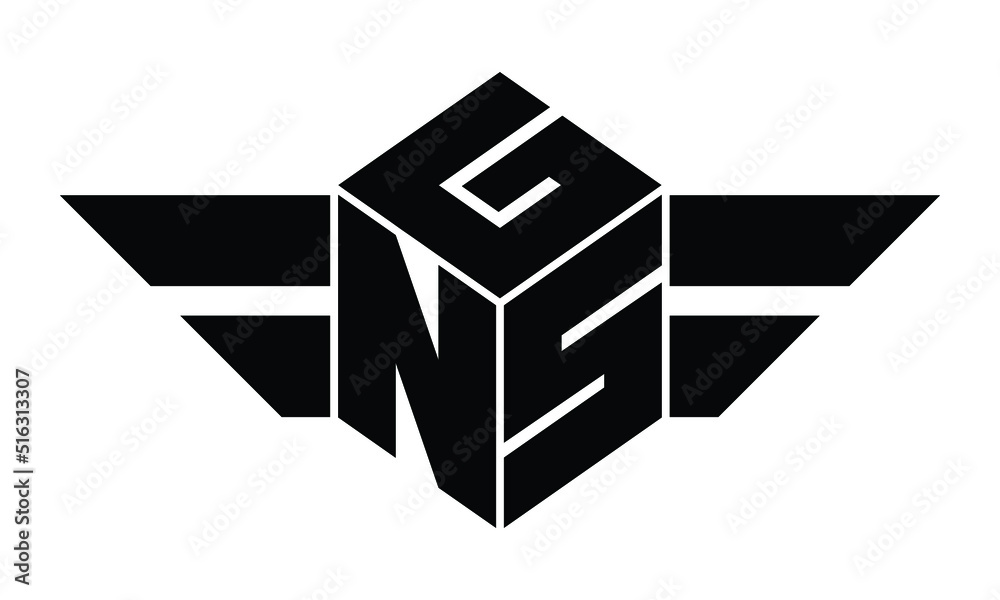 GNS three letter gaming logo in polygon cube shape logo design vector ...