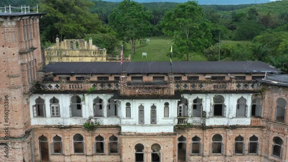 Grand reverse aerial shot of historic kellie's castle, capturing the ...
