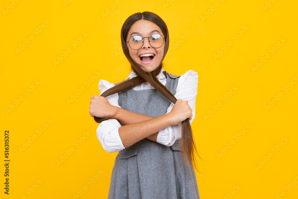 Studio shot of emotional adorable little girl surprised and shocked ...