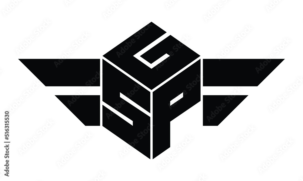 GSP three letter gaming logo in polygon cube shape logo design vector ...