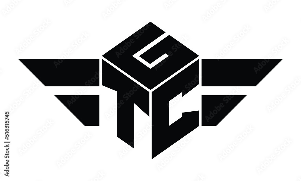 GTC three letter gaming logo in polygon cube shape logo design vector ...