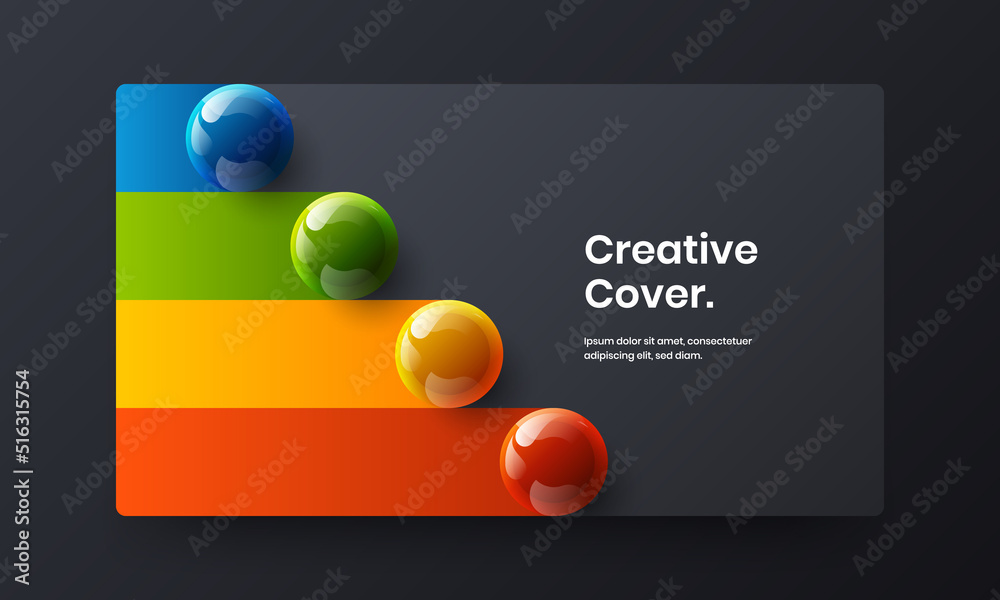 Amazing front page design vector template. Isolated realistic spheres ...