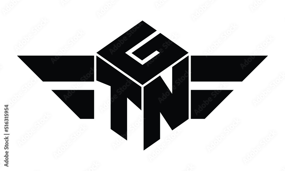 GTN three letter gaming logo in polygon cube shape logo design vector ...