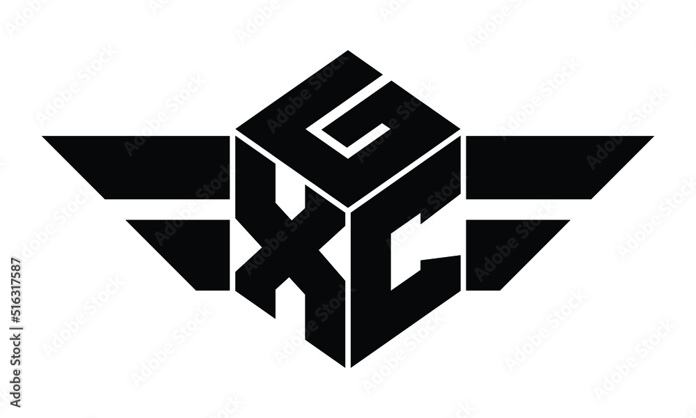 GXC three letter gaming logo in polygon cube shape logo design vector ...