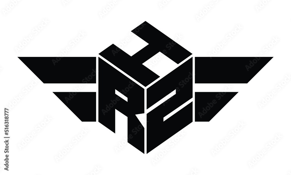 HRZ three letter gaming logo in polygon cube shape logo design vector ...