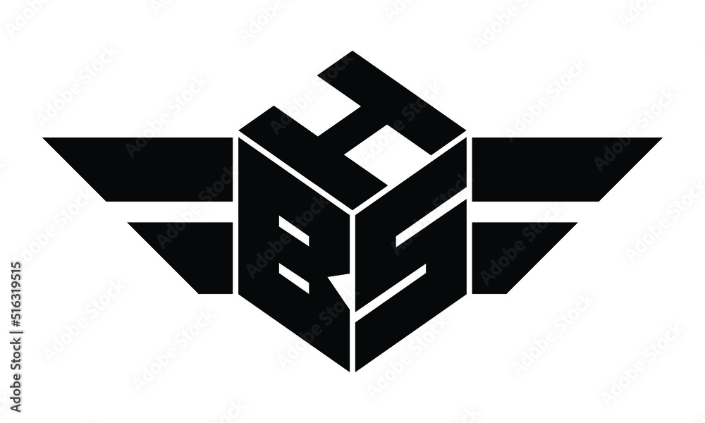 HBS three letter gaming logo in polygon cube shape logo design vector ...