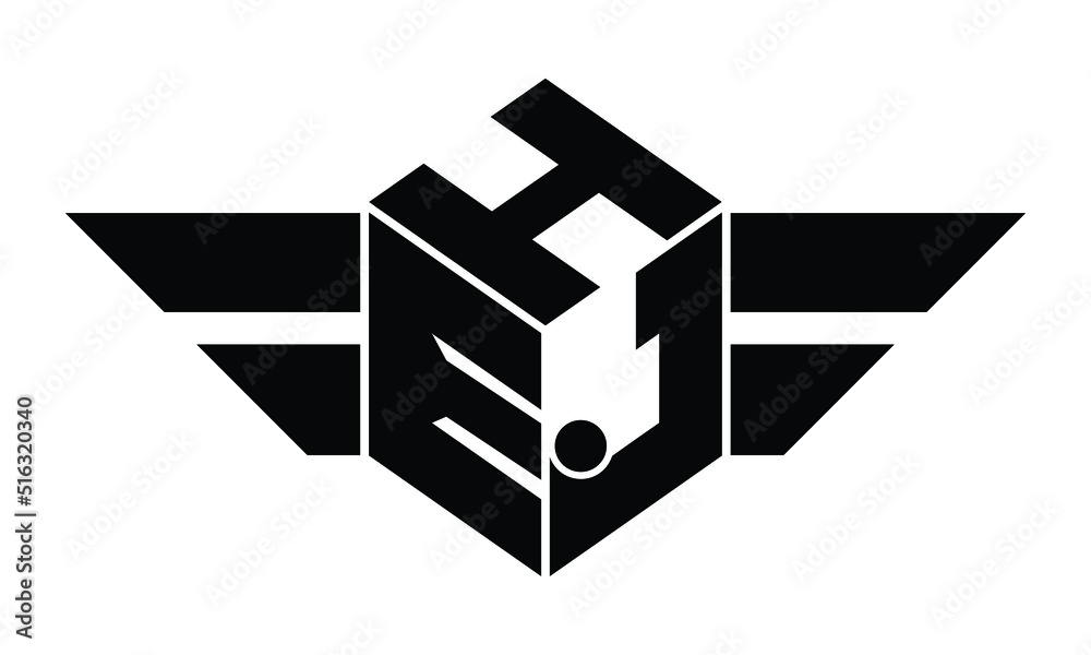 HEJ three letter gaming logo in polygon cube shape logo design vector ...