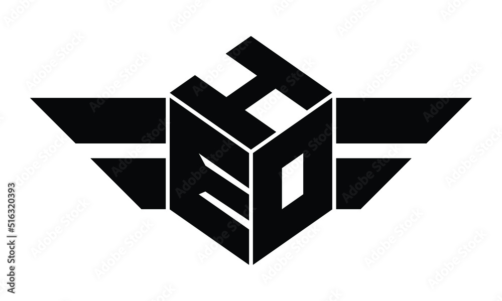 HEO three letter gaming logo in polygon cube shape logo design vector ...