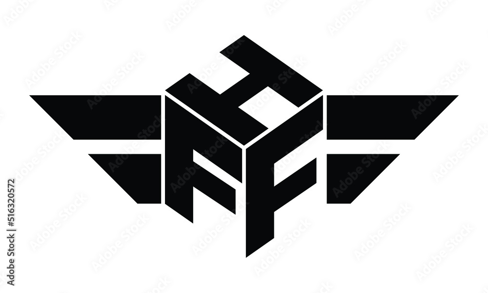 HFF three letter gaming logo in polygon cube shape logo design vector ...