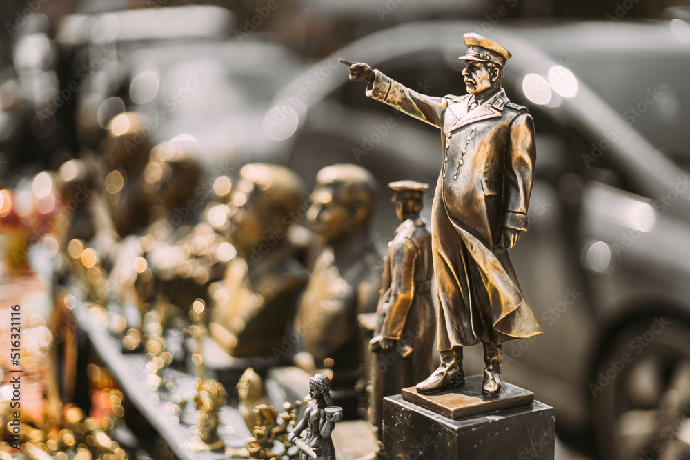 Miniature Bronze Figurines Of Joseph Stalin At Flea Market. Soviet ...