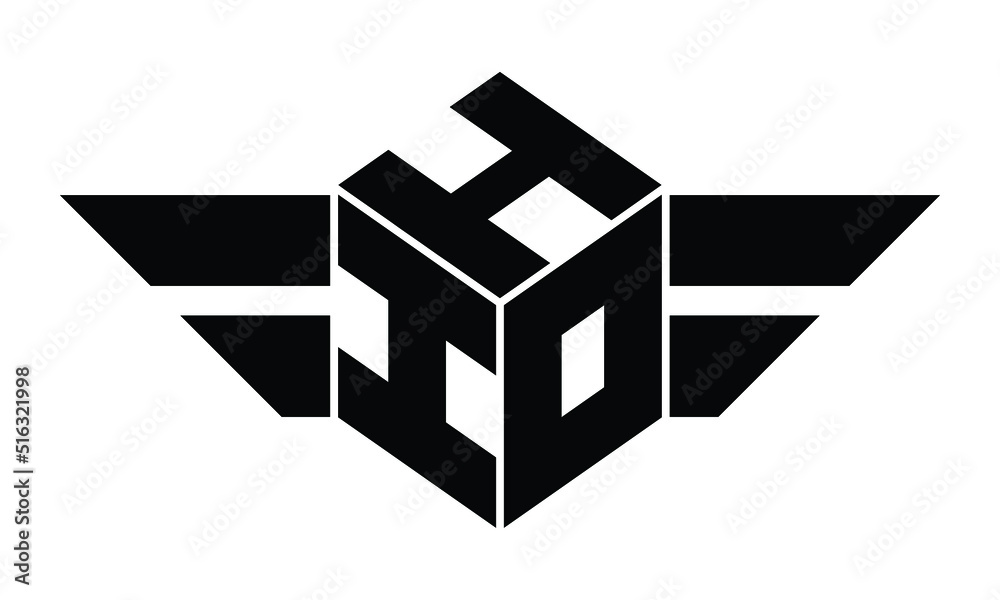 HIO three letter gaming logo in polygon cube shape logo design vector ...