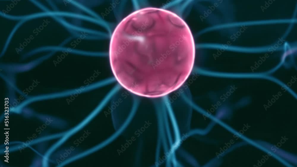 Video Stock Plasma Ball in Electromagnetic Radiation. A bright pink ...