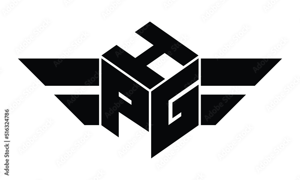 HPG three letter gaming logo in polygon cube shape logo design vector ...