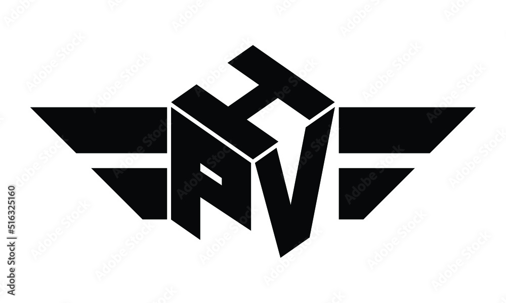 HPV three letter gaming logo in polygon cube shape logo design vector ...