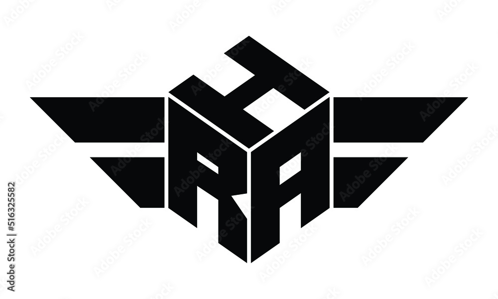 HRA three letter gaming logo in polygon cube shape logo design vector ...
