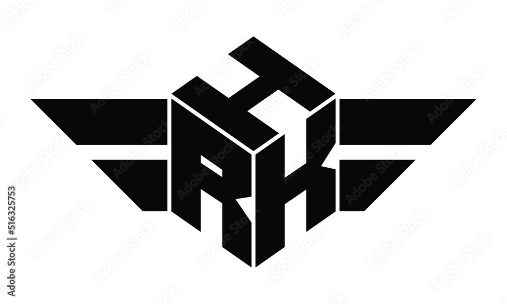 HRK three letter gaming logo in polygon cube shape logo design vector ...