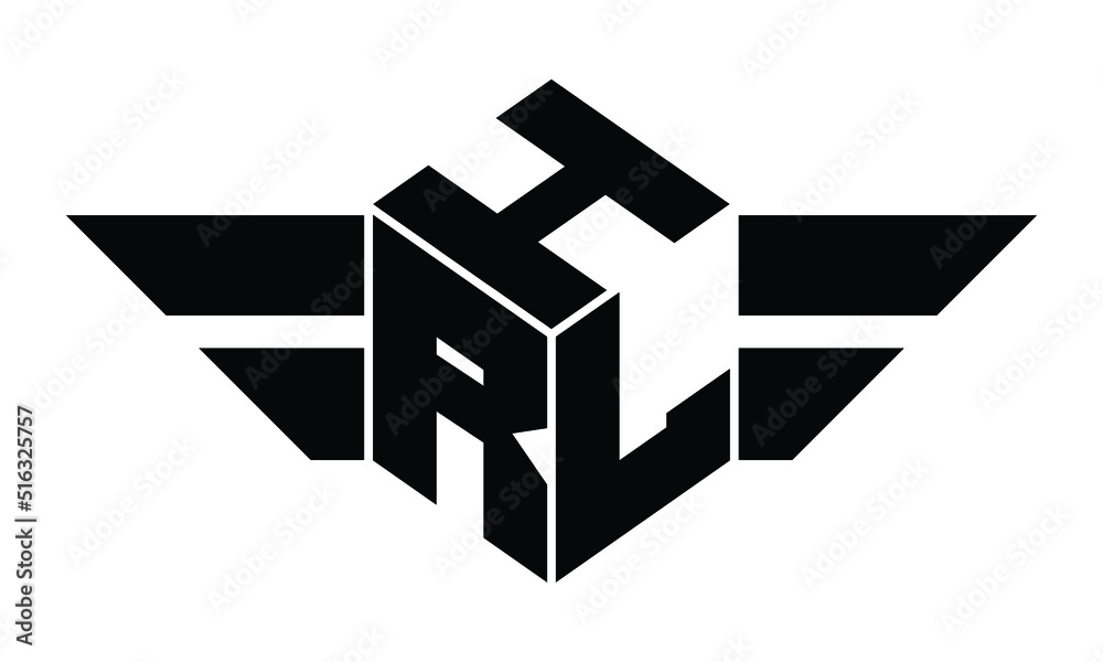 HRL three letter gaming logo in polygon cube shape logo design vector ...
