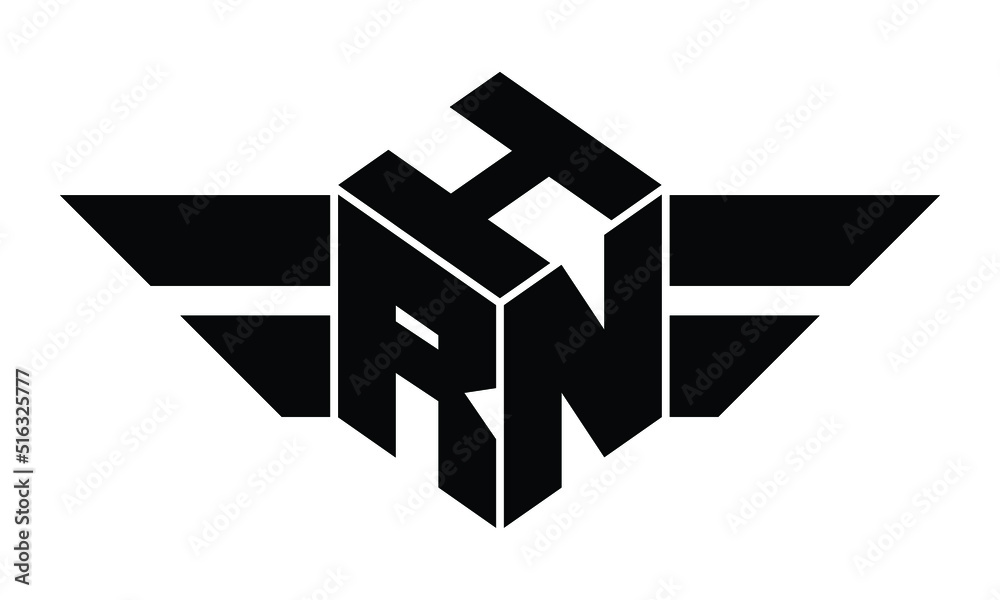 HRN three letter gaming logo in polygon cube shape logo design vector ...