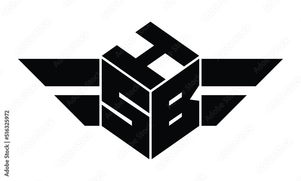 HSB three letter gaming logo in polygon cube shape logo design vector ...