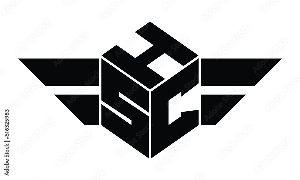 HSC three letter gaming logo in polygon cube shape logo design vector ...