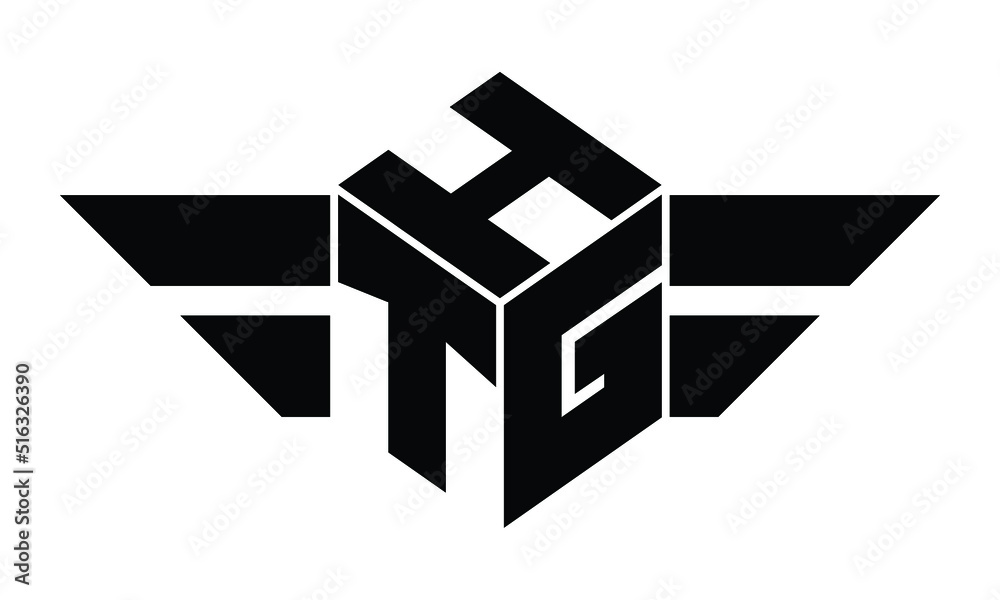 HTG three letter gaming logo in polygon cube shape logo design vector ...