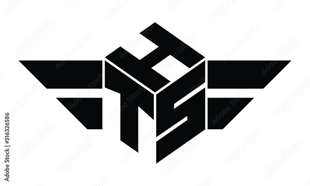 HTS three letter gaming logo in polygon cube shape logo design vector ...
