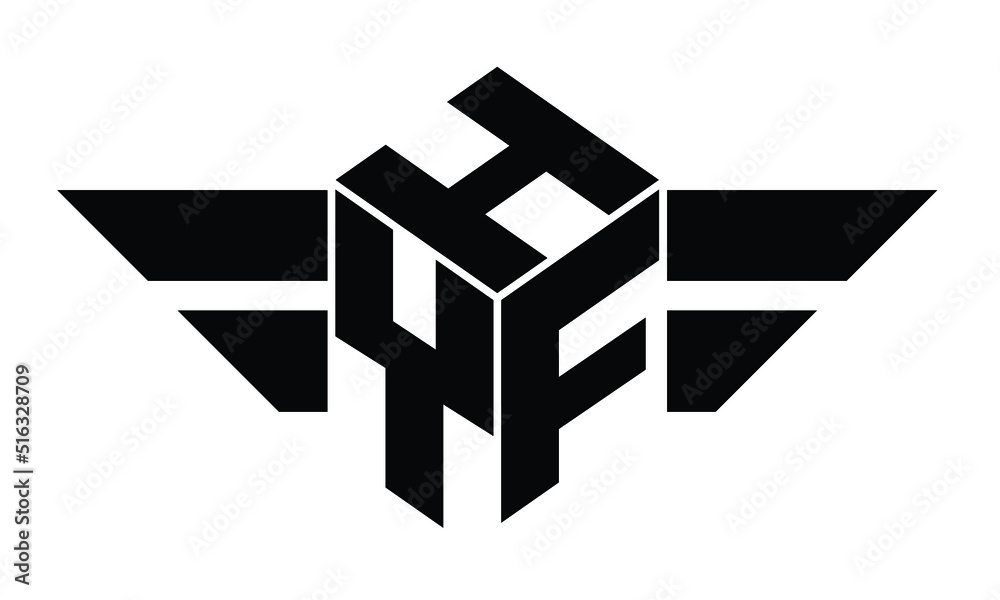 HYF three letter gaming logo in polygon cube shape logo design vector ...
