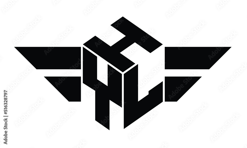 HYL three letter gaming logo in polygon cube shape logo design vector ...