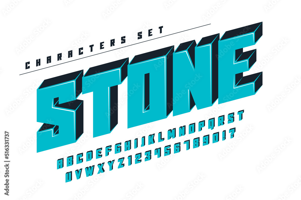 Strong characters alphabet design, typeface, letters and numbers. Stock ...