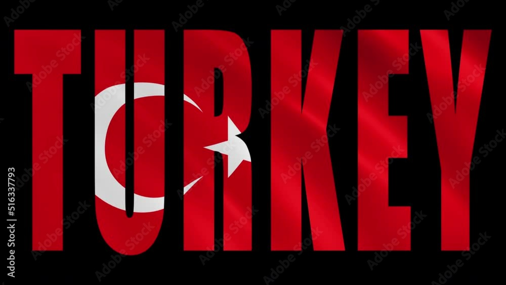 Turkey Sign silhouette with turkish flag waving in the wind. seamless ...
