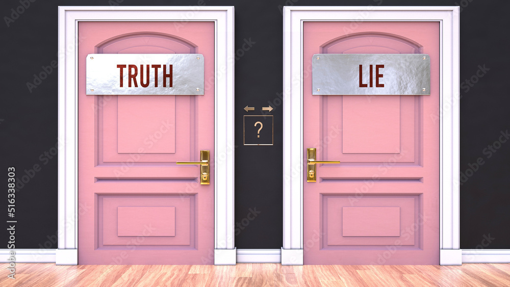 Truth or Lie - making decision by choosing either one. Two alternative ...