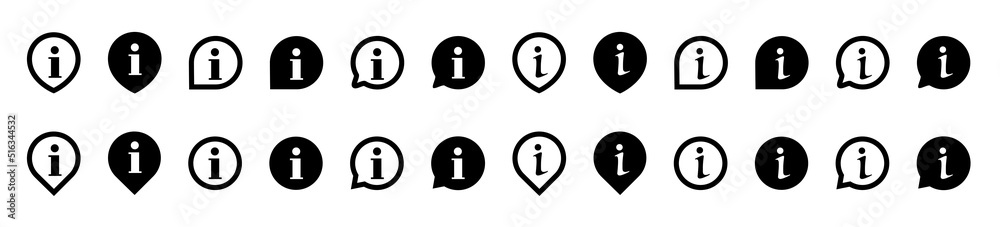 Information. Information icon collection. Info icons flat vector set ...