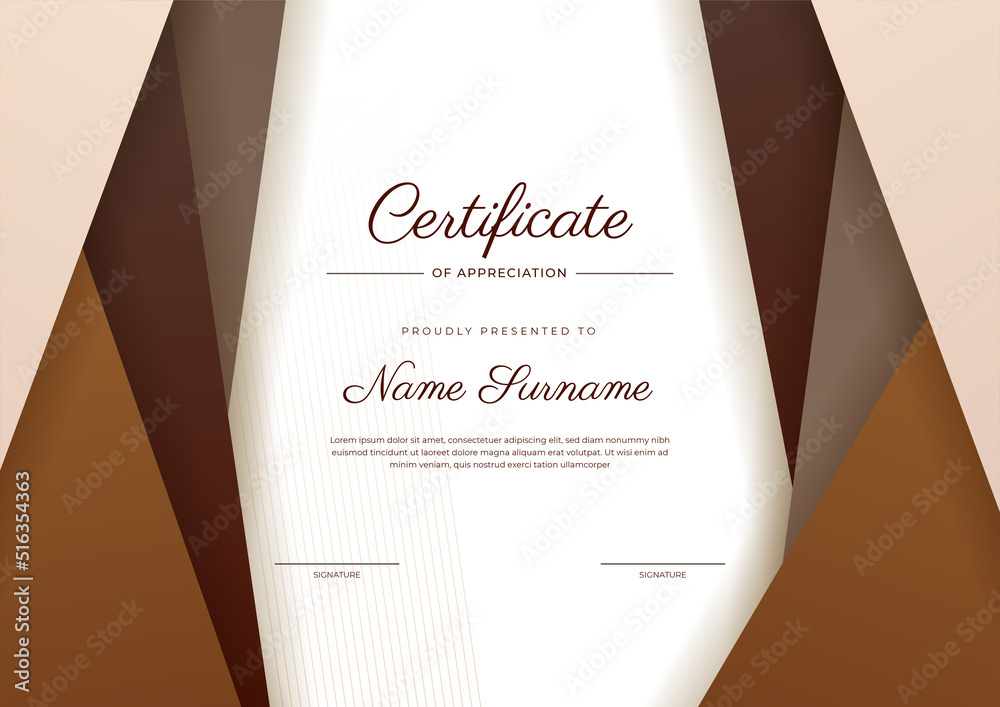 Modern elegant brown beige skin tone certificate of achievement ...