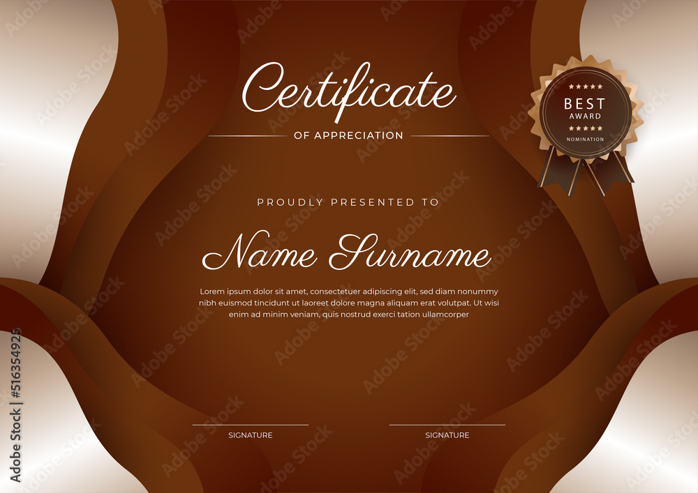 Modern elegant skin tone beige brown certificate of achievement ...