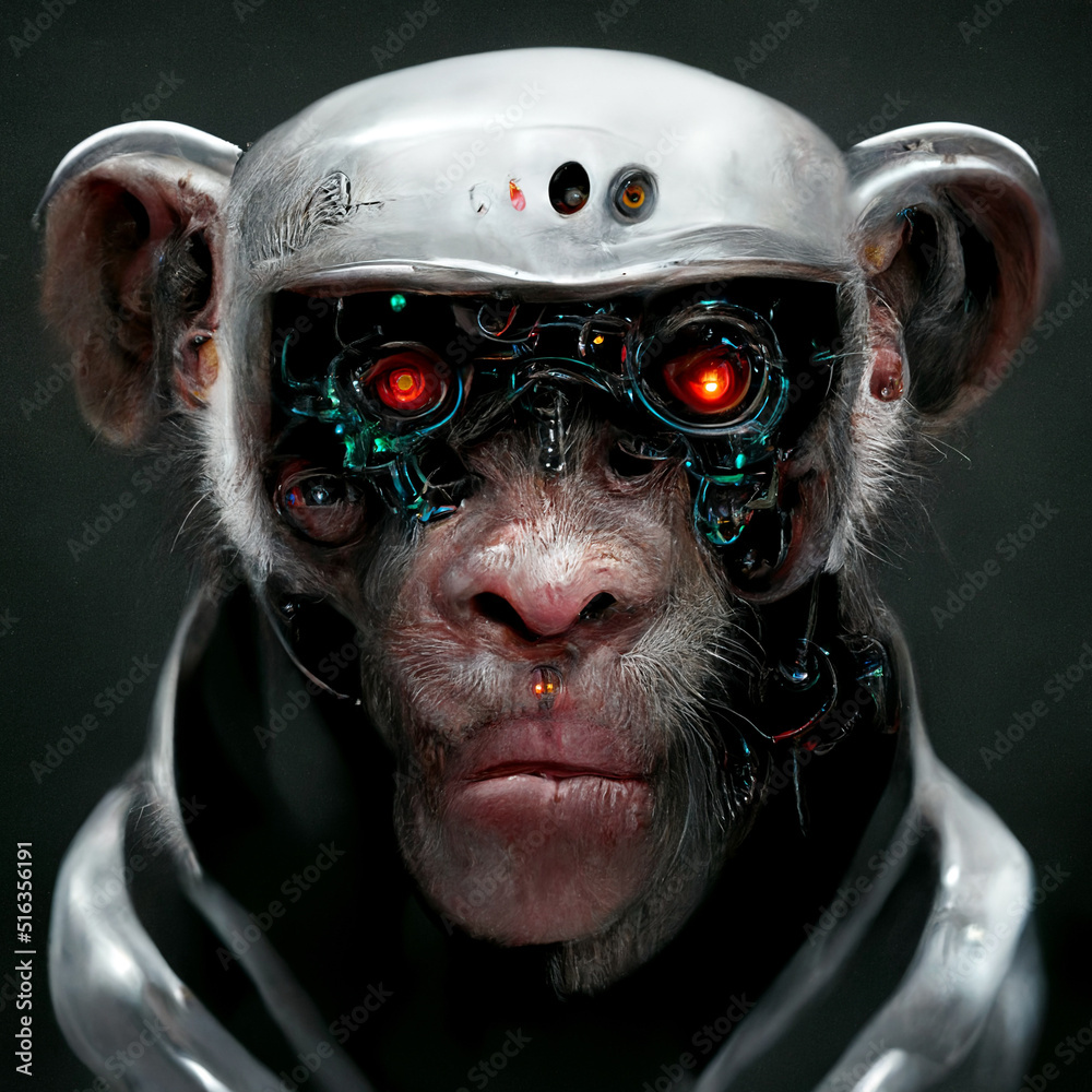 portrait of high -tech monkey Stock Illustration | Adobe Stock