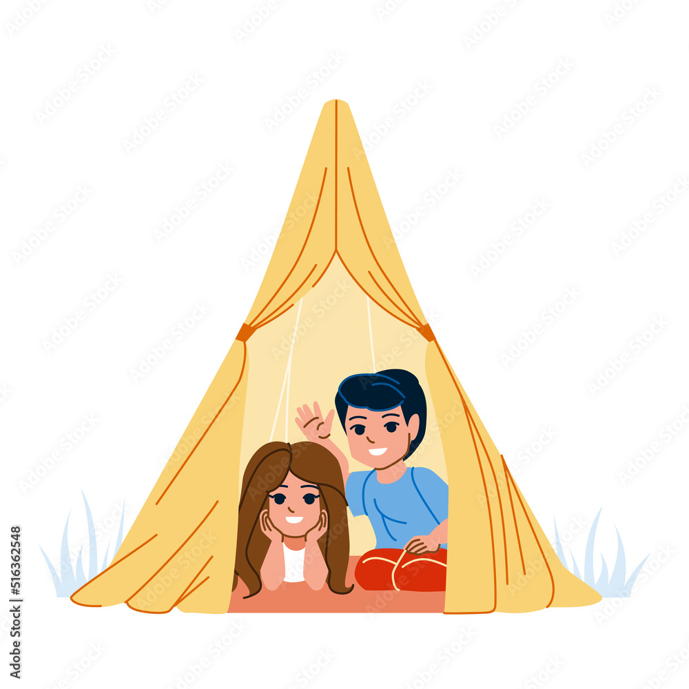 tent kid vector. room family boy girl, home children play, teepee house ...